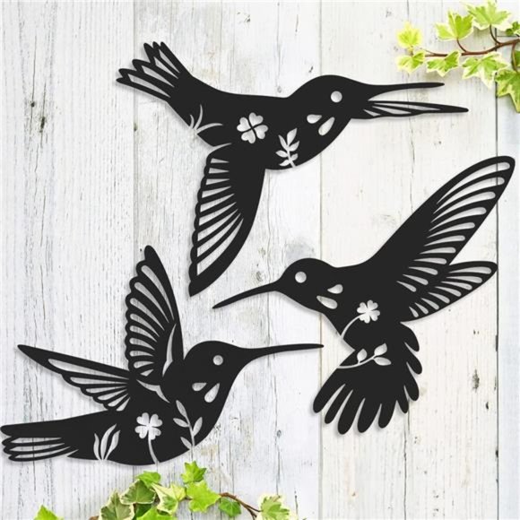 Accents | Metal Hummingbird Wall Art Decorblack Metal Wall Artbird Wall ...